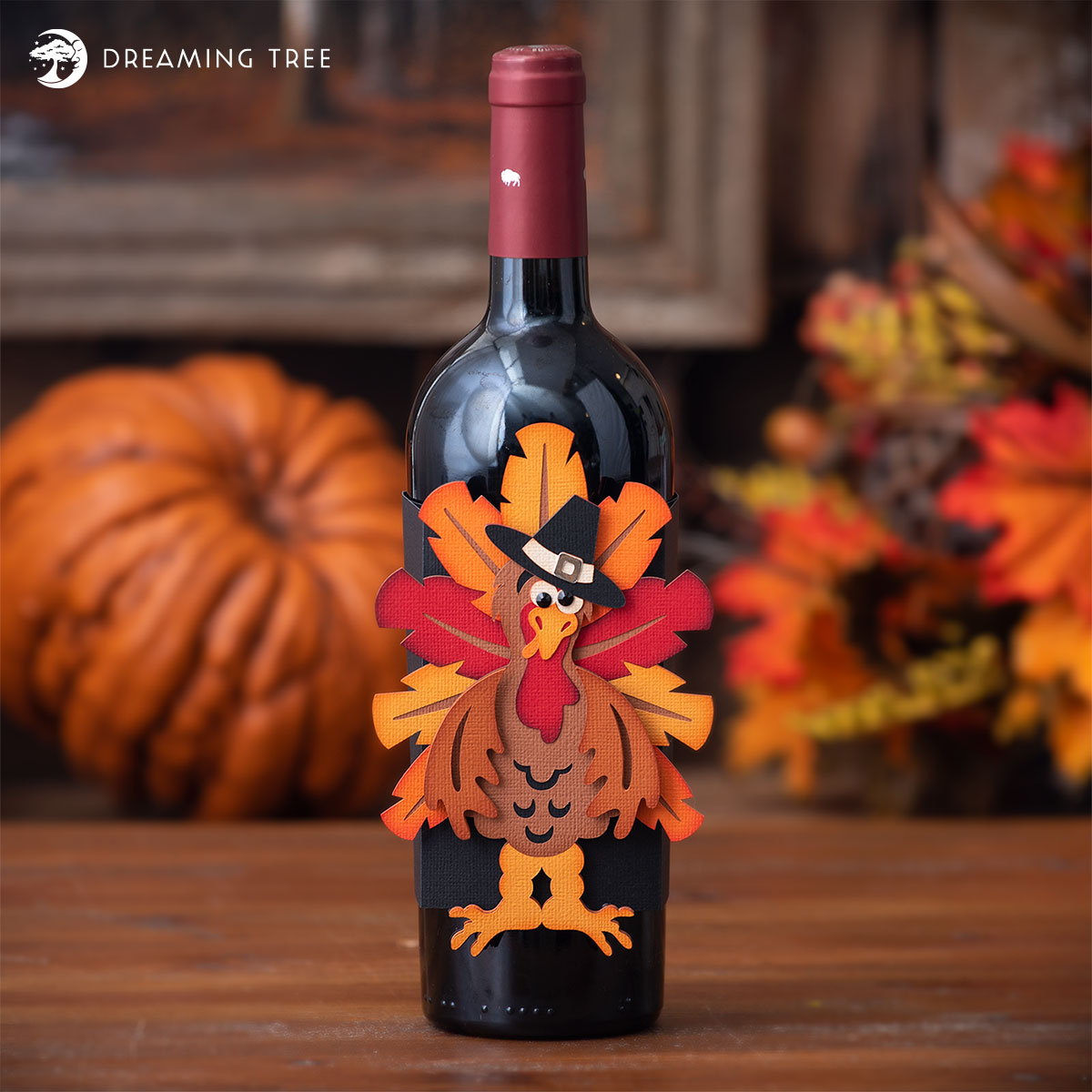 Dreaming Tree Tipsy Turkey Wine Wrapper SVG Freebie • Lydia Watts