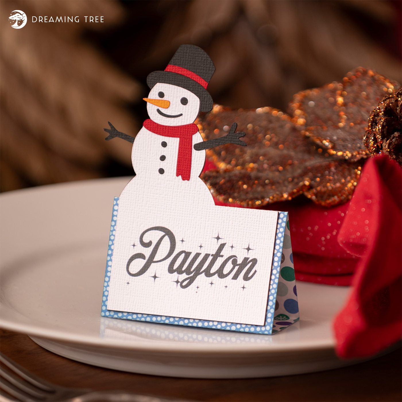 Dreaming Tree Snowman Placement Card SVG Freebie • Lydia Watts